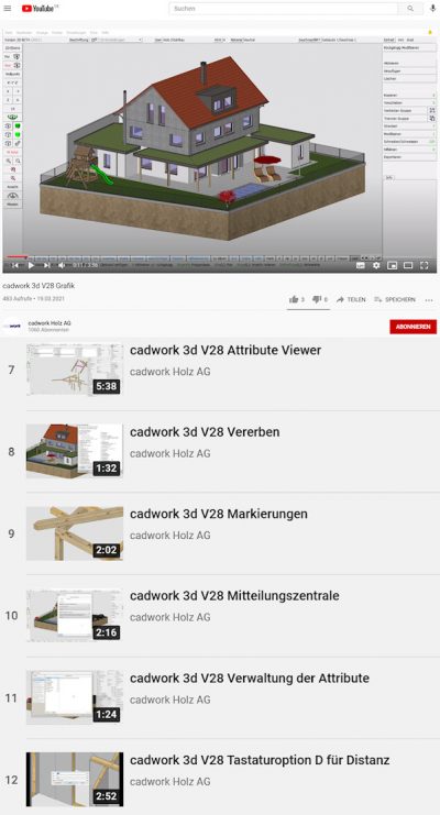 Die Dokumentation und Videos rund um die cadwork Version 28 sind online ...